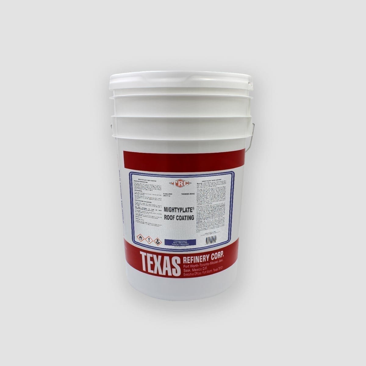 Pail of TRC Mightyplate Roof Coating - Texas Refinery Of Canada Limited